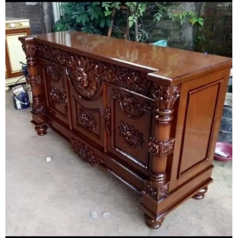 Jual Meja Buffet tv jati ukir Jepara ukuran 200 cm | Shopee Indonesia