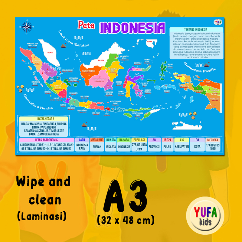 Jual 138 Poster peta indonesia lengkap 38 provinsi- Poster Edukasi Anak ...
