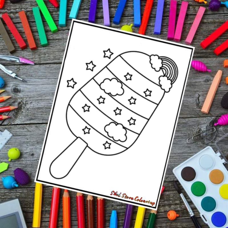 Jual Kertas Mewarnai Anak Tema Ice Cream 01 / Kertas Gambar (10 Lembar ...