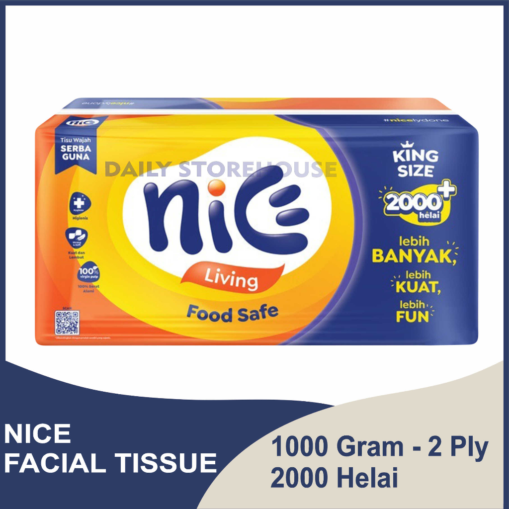 Jual 1 Dus Tissue Facial Nice Living 2 Ply 1000 Gram 2000 Helai - Isi ...