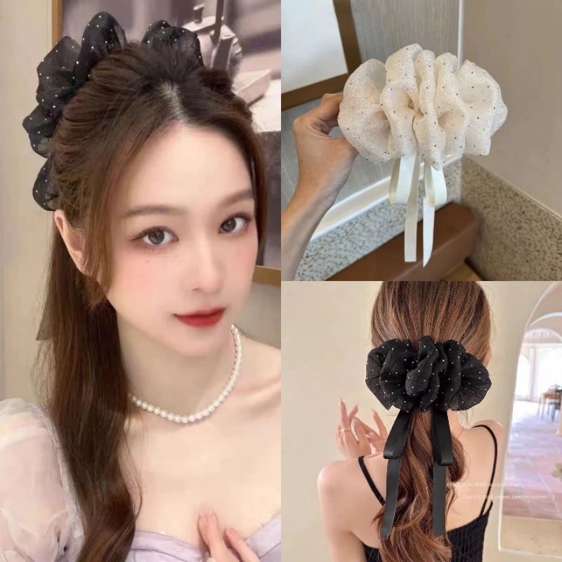 Jual Crystal Cloudy Korean Big Ribbon Hair Clip | Jepit rambut korea ...