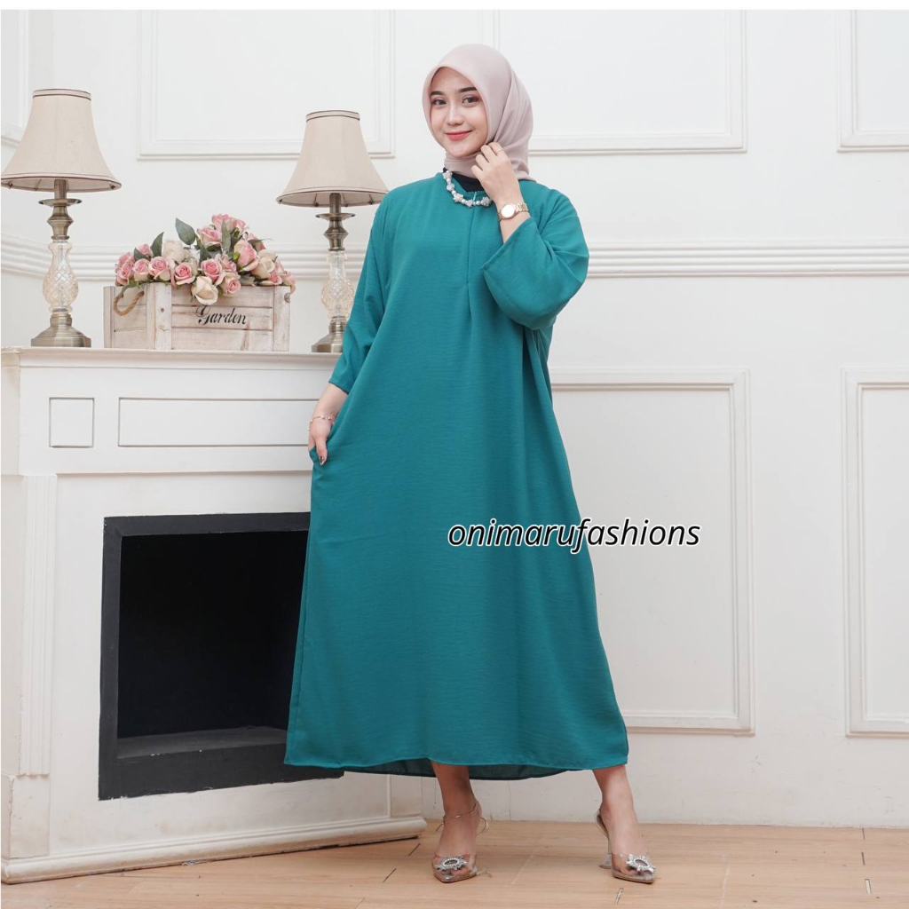 Jual Daster Gamis Crinkle Polos Kekinian Lengan Tangan 3/4 Panjang Semata Kaki Busui Jumbo LD ...