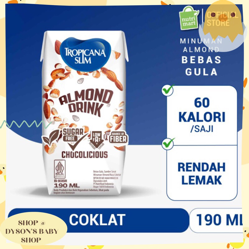 Jual Tropicana Slim Almond Drink Chocolicious 190ml - Minuman Almond Cokelat Bebas Gula Ready to ...