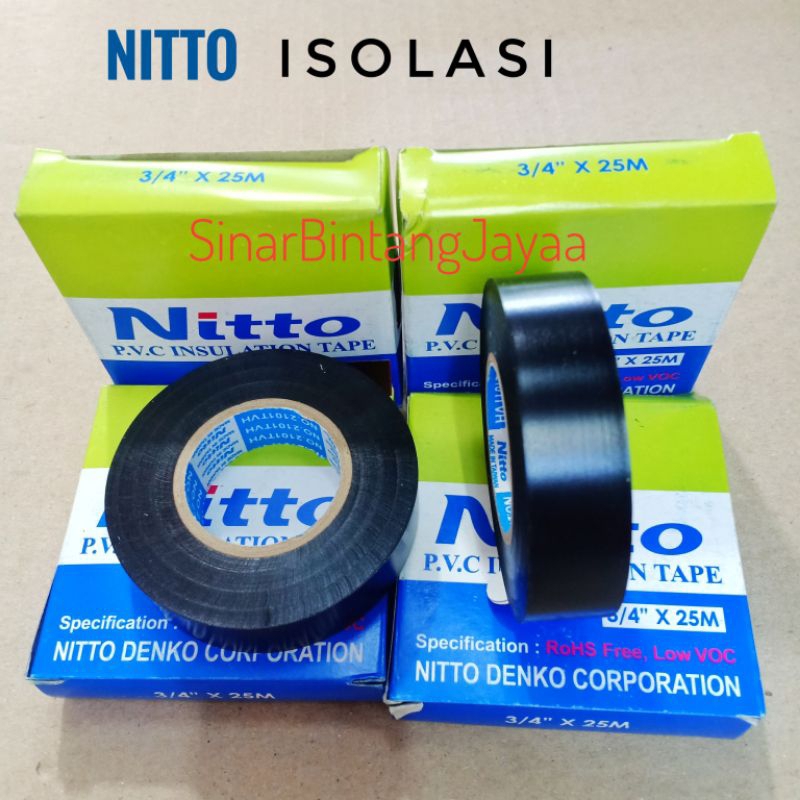 Jual ISOLASI NITTO HITAM 3/4 25M ISOLASI LISTRIK NITTO HITAM | Shopee ...
