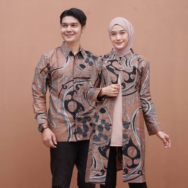Jual Couple Set Tunik Batik kemeja Batik Couple Kebaya Batik Kondangan Batik Lamaran Motif Aruni ...