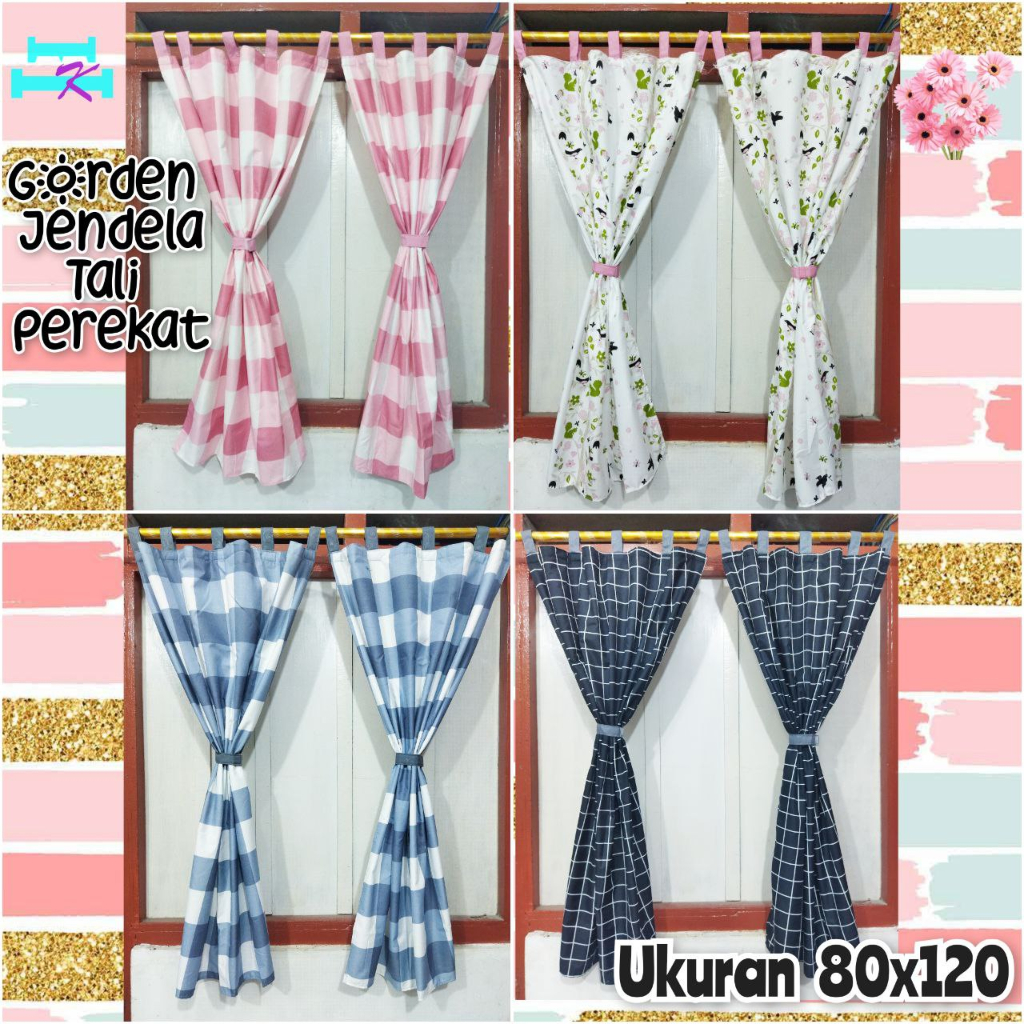 Jual Gorden Jendela Pendek Ukuran 80x120 Korden Model Tali Perekat ...