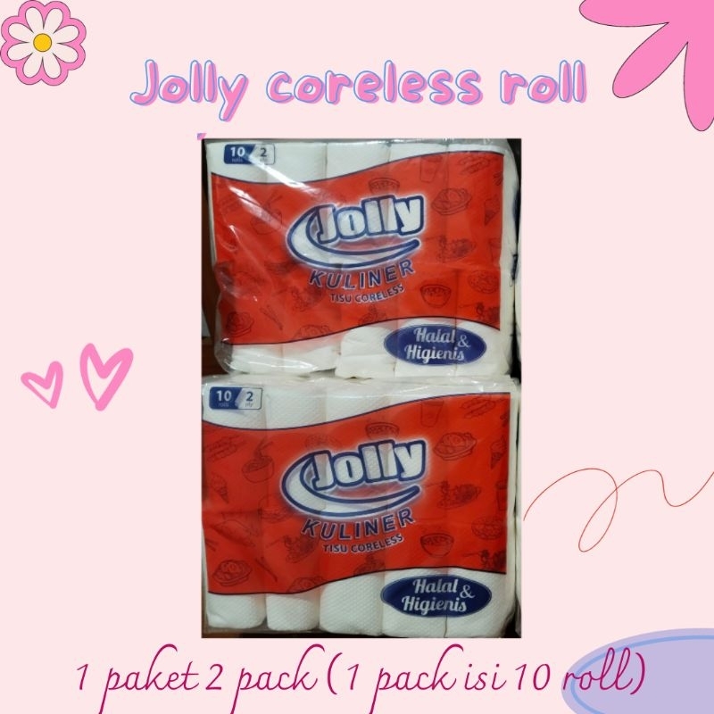Jual TISU JOLLY CORELESS ROLL 2 PACK, 1 PACK ISI 10 ROLL) | Shopee ...