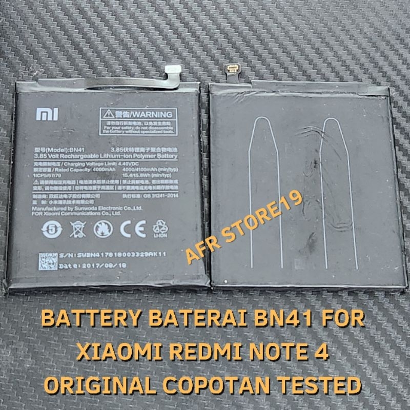 Jual Battery Batre Baterai Xiaomi Redmi Note 4 BN41 Original Copotan ...