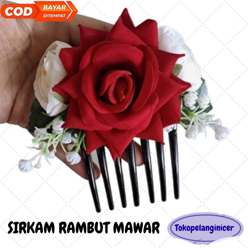 Jual Sirkam Rambut Bunga Mawar Cantik- Aksesoris Sanggul Mawar-Hiasan ...