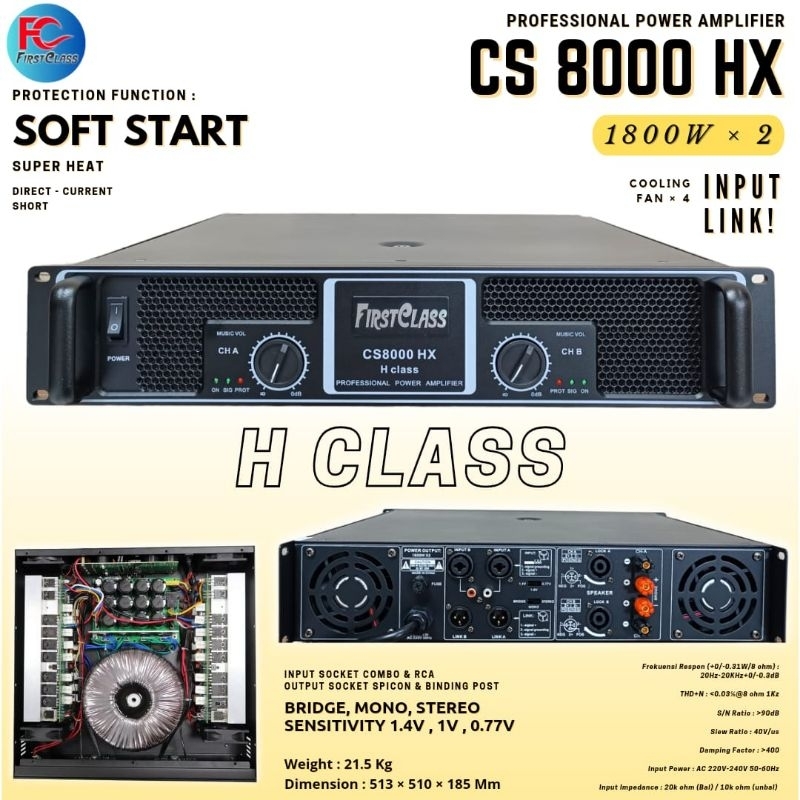 Jual POWER AMPLI FIRSTCLASS CS 8000HX CLASS H ORIGINAL 3600 WATT ...