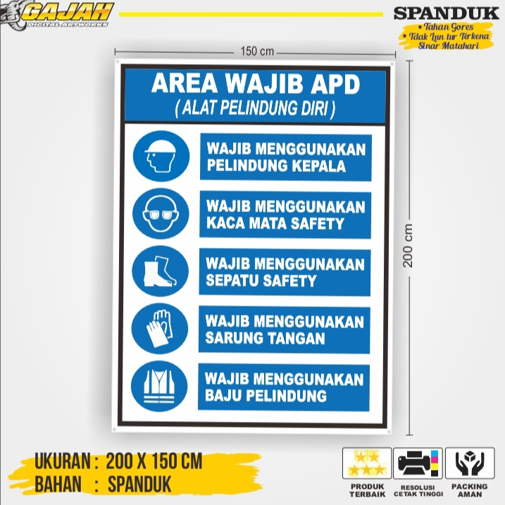 Jual Spanduk Sign Area Wajib APD / Spanduk Area Wajib Alat Pelindung Diri | Shopee Indonesia