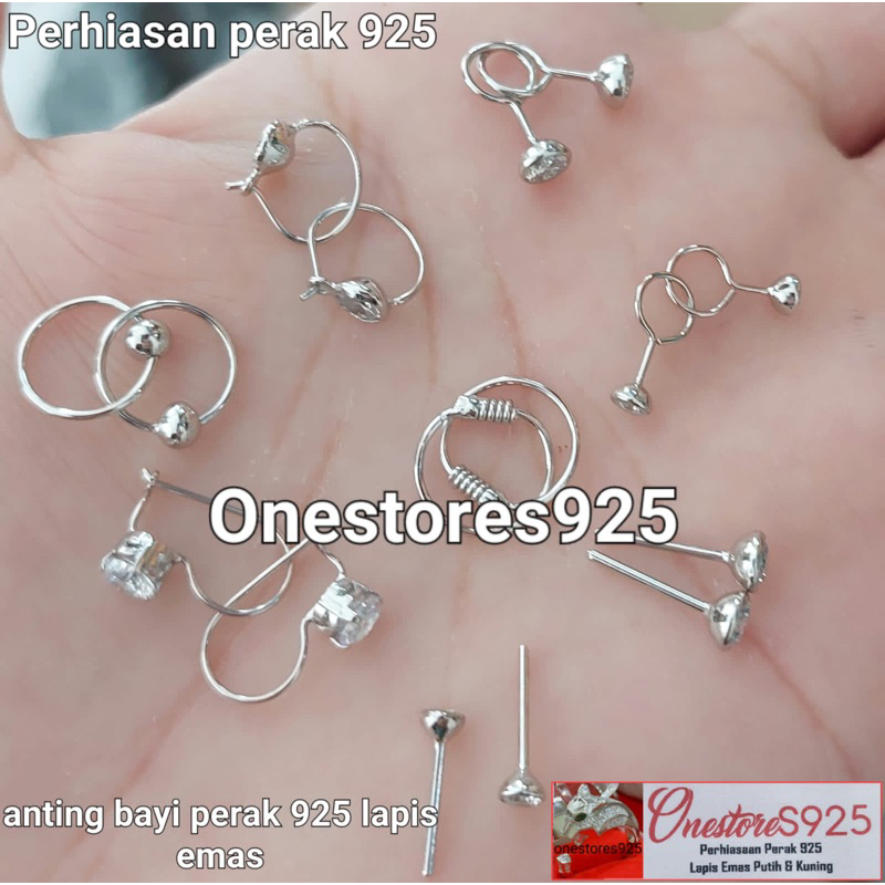 Jual ANTING BAYI MODEL MODEL PERAK 925 ASLI LAPIS EMAS PUTIH | Shopee Indonesia