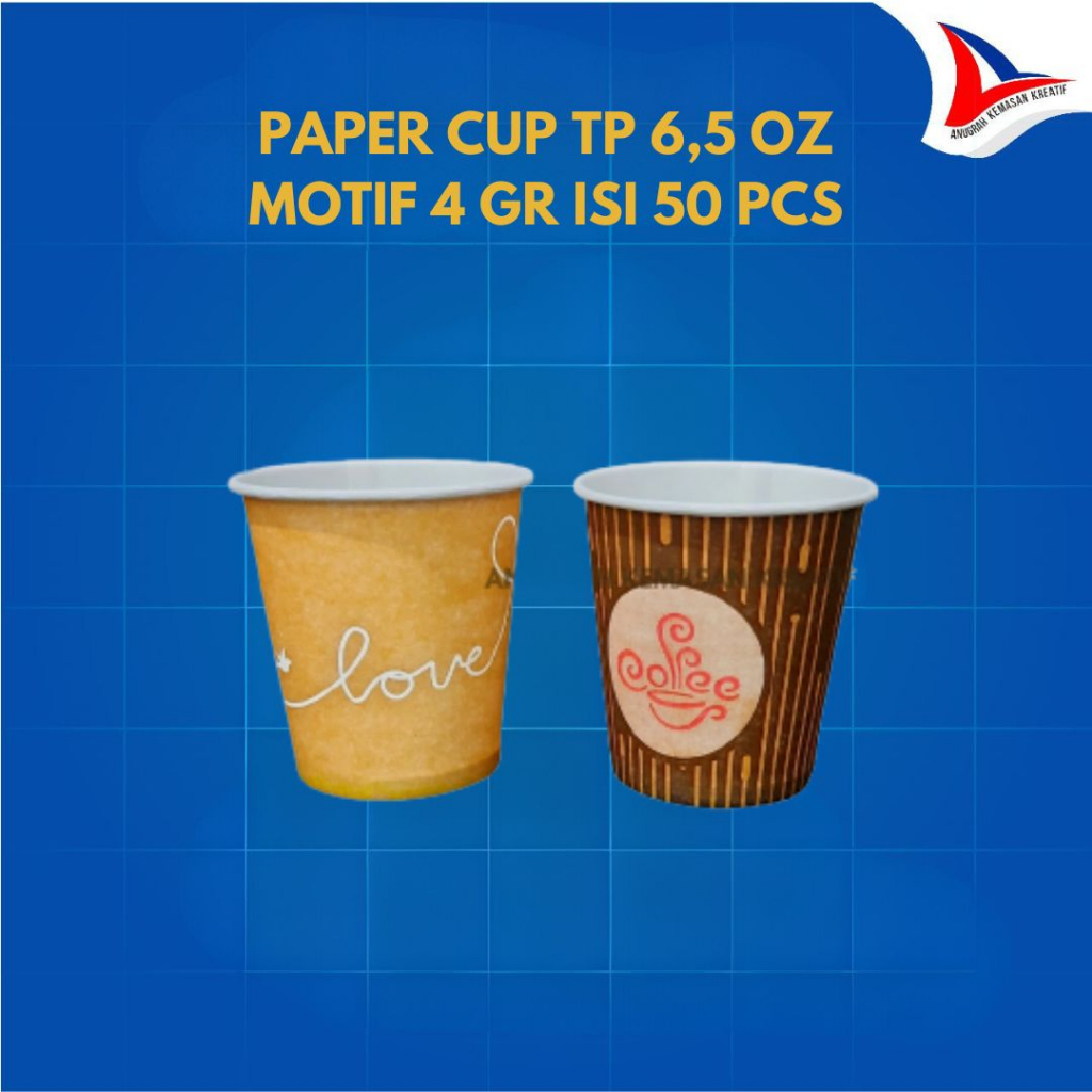 Jual PAPER CUP TP 6,5 OZ MOTIF 4 GR / GELAS KERTAS KOPI ISI 50 PCS | Shopee Indonesia