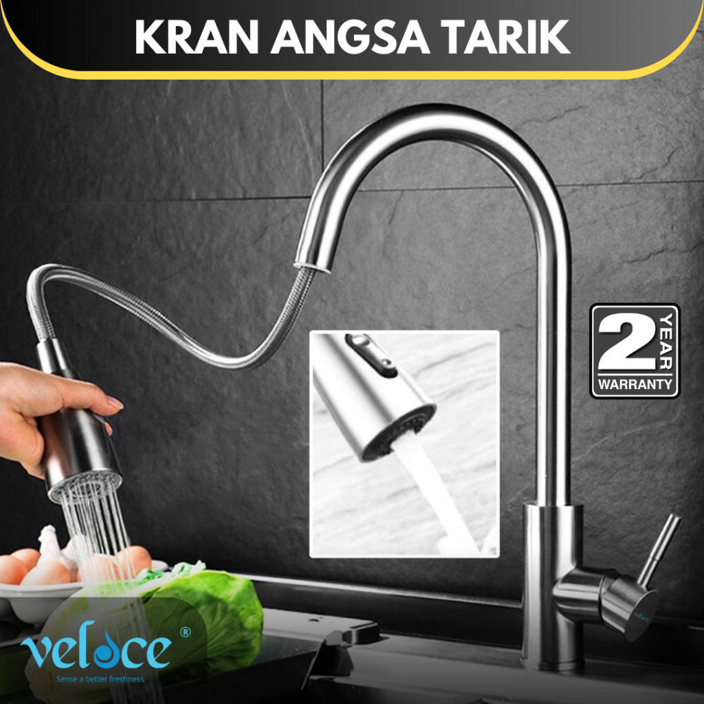 Jual Kran Sink Angsa Tarik Fleksibel PANAS DINGIN Bak Cuci Piring VELOCE Stainless ORIGINAL ...