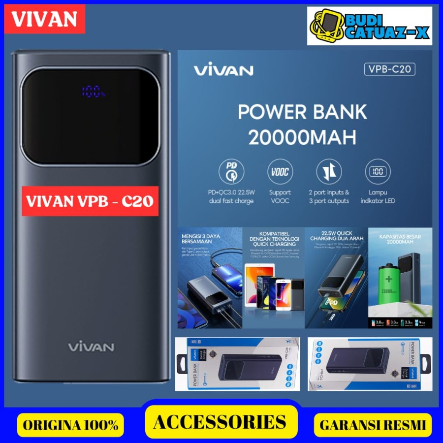 Jual VIVAN POWERBANK 20.000mAh VPB-C20 FAST CHARGING GARANSI RESMI ...