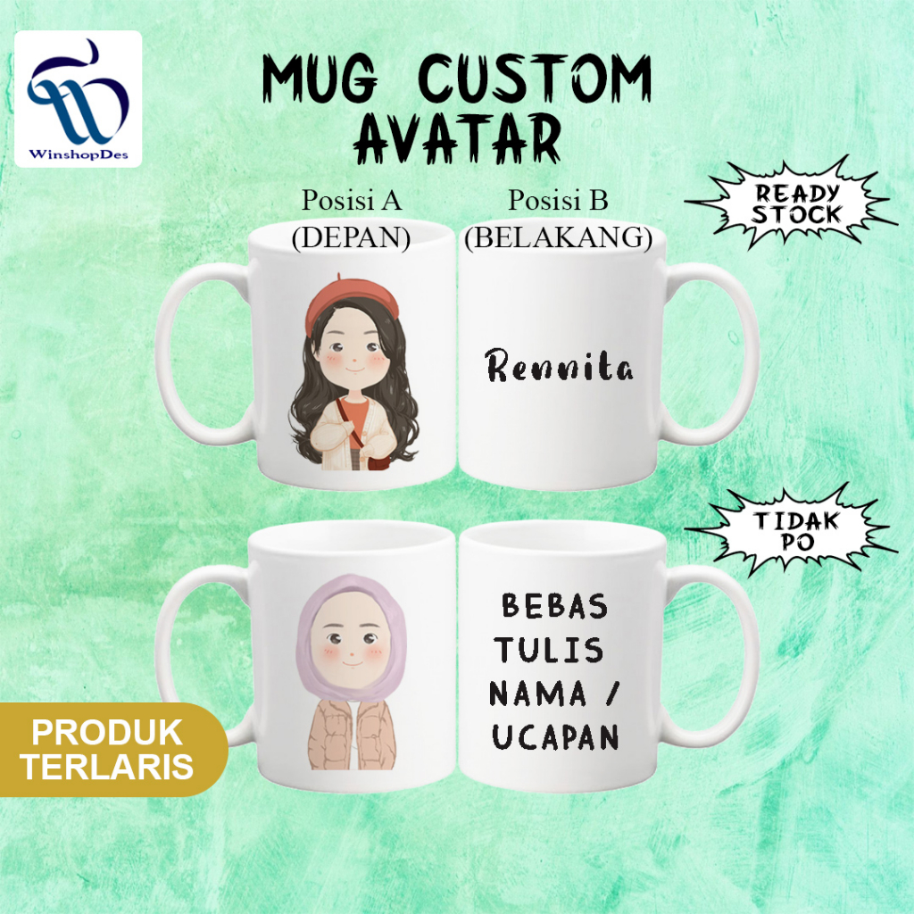 Jual MUG CUSTOM UNIK LUCU AVATAR / GELAS CUSTOM / MUG AVATAR (V1 ...