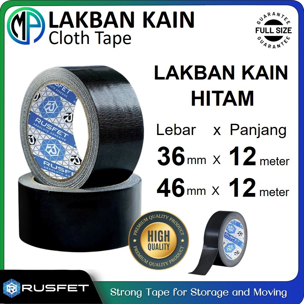 Jual Lakban Kain Hitam Tebal (Cloth Tape) Isolasi / Solatip Kain Merek ...