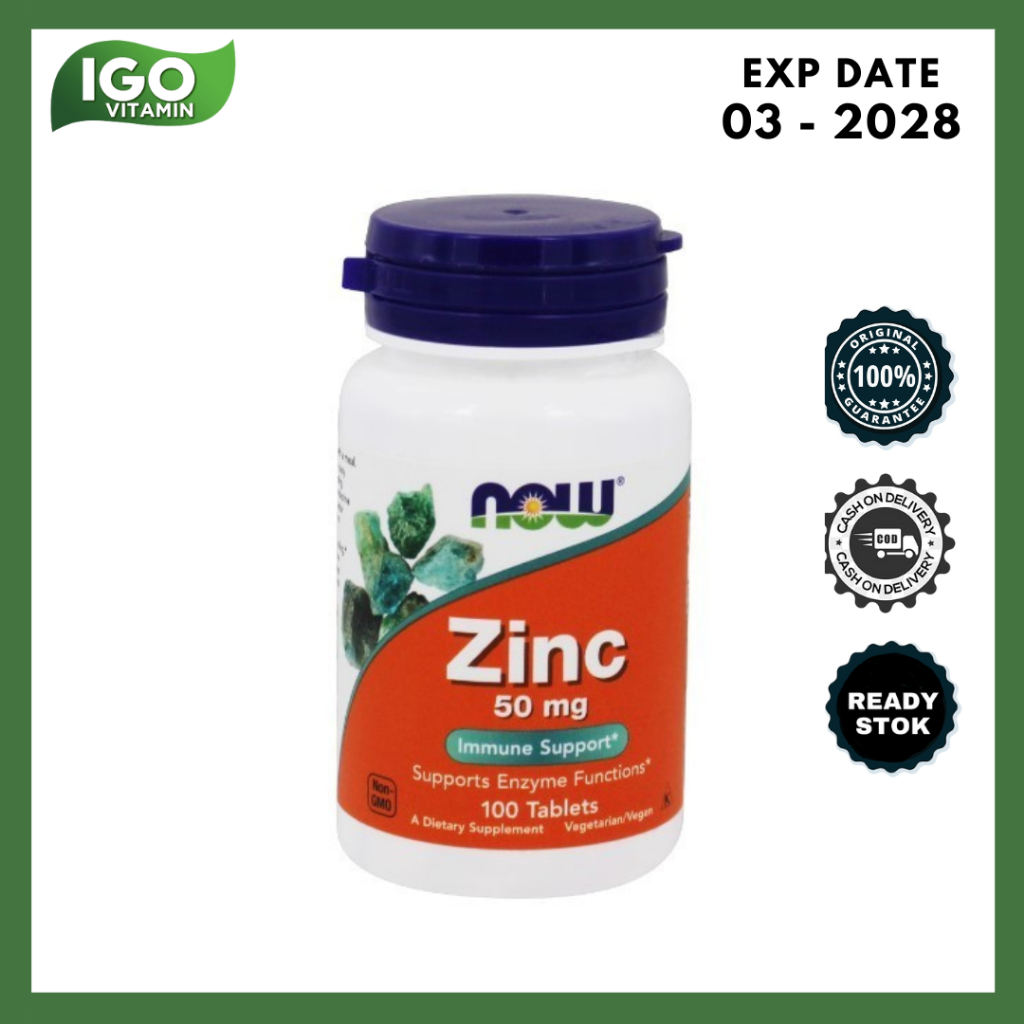 Jual Vitamin Now Zinc Gluconate 50 mg 100 Tablets Immunitas Booster ...