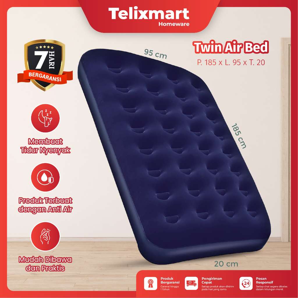 Jual Matras Tidur Kasur Angin Pompa Tiup Air Bed Single Twin Double ...
