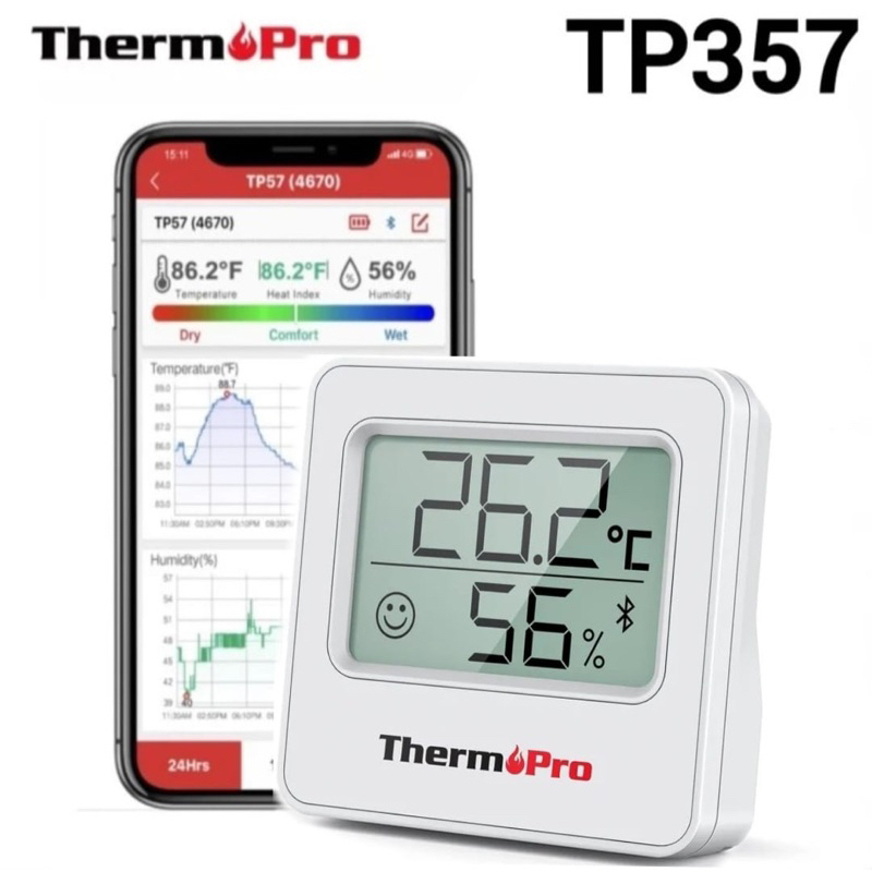 Jual THERMOPRO TP357 Smart Accurate Thermometer & Humidity Sensor BT ...