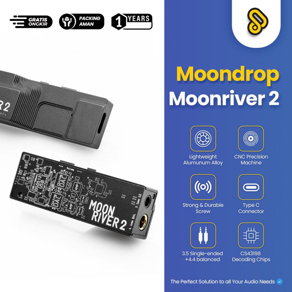 Jual MOONDROP MOONRIVER 2 Dual CS43198 Portable USB DAC/AMP 3.5mm 4.4mm ...