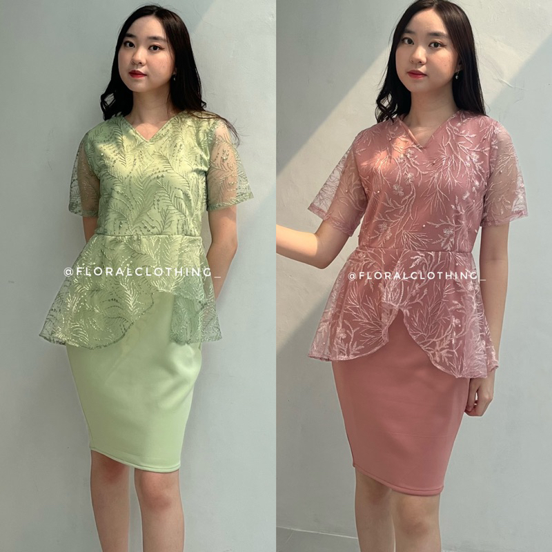 Jual F334 dress bodycon pesta kondangan scuba tulle premium korean look ...