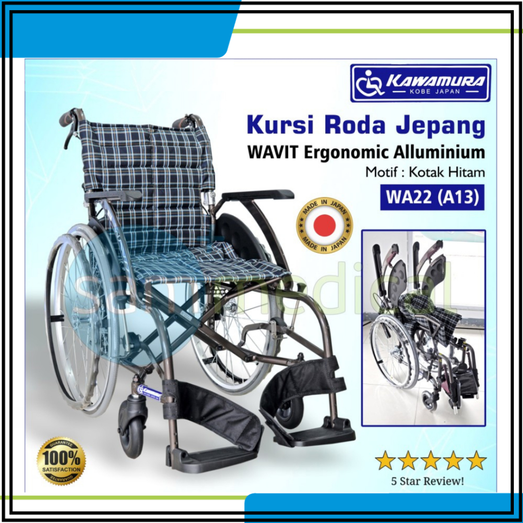 Jual Kawamura Kursi Roda Jepang WAVIT Ergonomic Alluminium Kotak Hitam ...