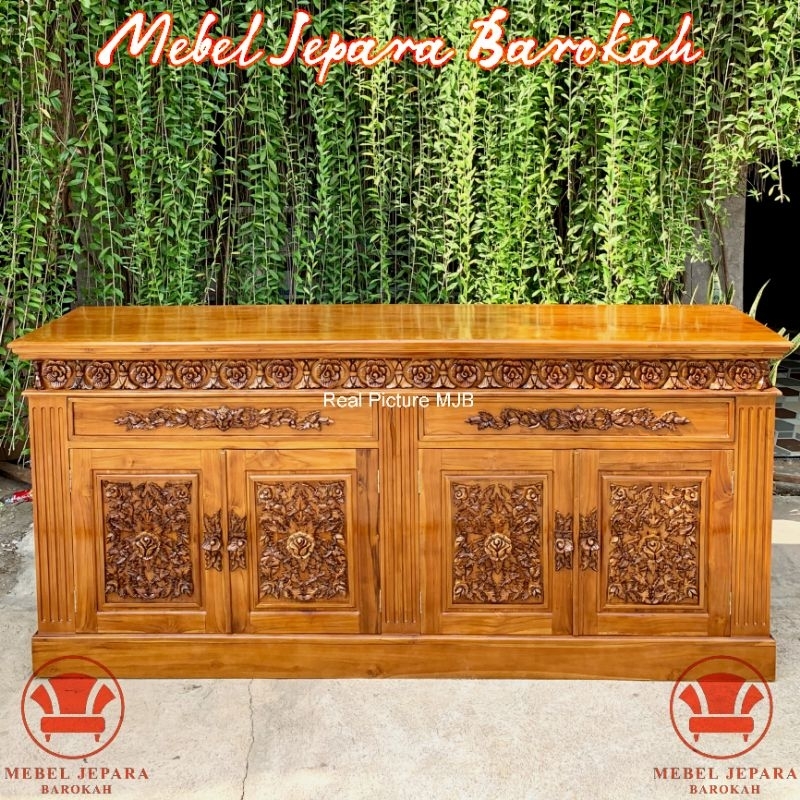 Jual Lemari Kabinet Kayu Jati Ukir Minimalis Bufet Meja TV Laci 2 ...