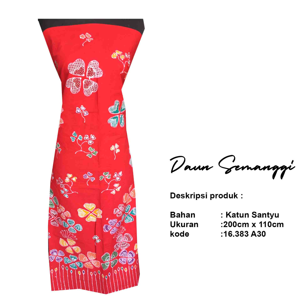Jual batik tulis motif daun semanggi - batik warna merah - seragam ...