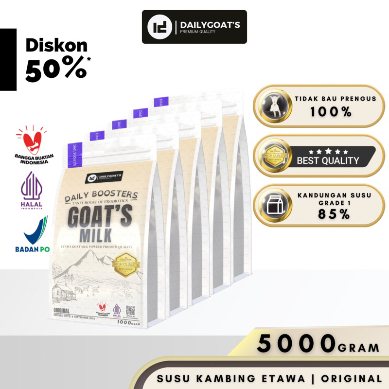 Jual DAILYGOATS Susu Kambing Etawa Bubuk GRADE 1 5kg 5000gram Rasa ...