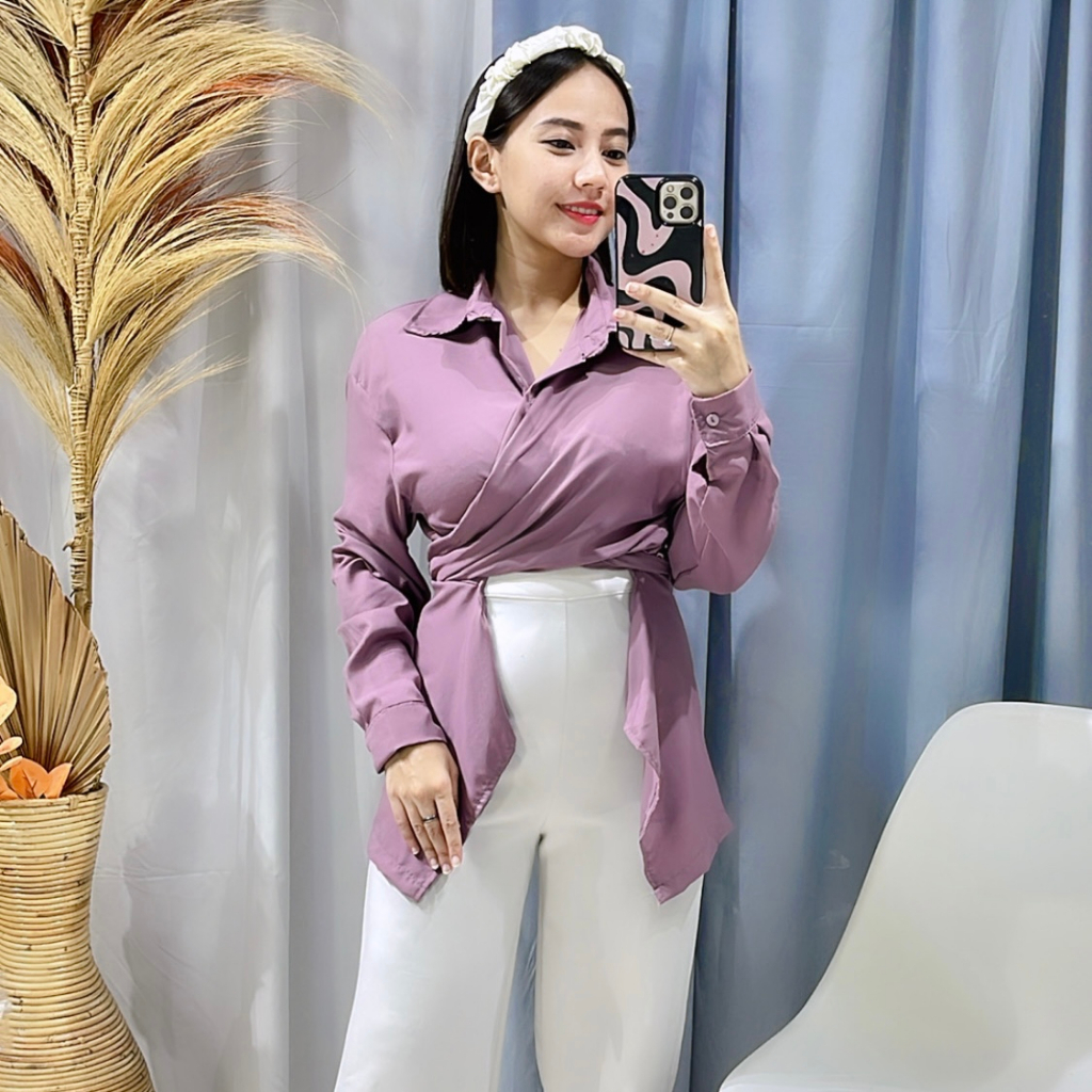 Jual RIFARA COLLECTION - KAYLA CROP SHIRT TWISTCONE / KEMEJA TALI ...