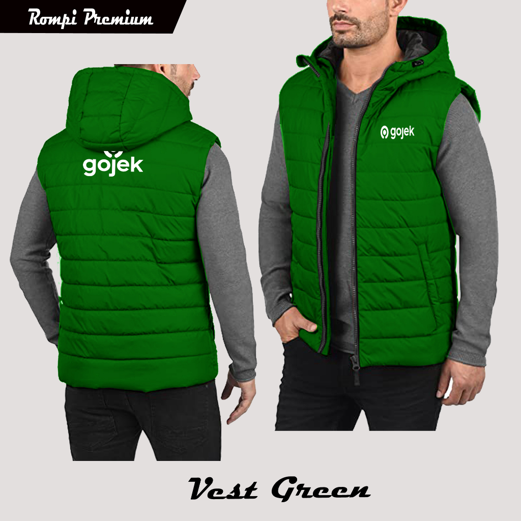 Jual Rompi Pria Bermotor Gojek- Rompi Logo Gojek - Rompi Kupluk Hodie ...