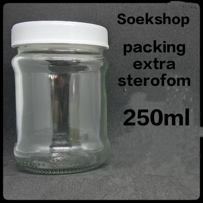 Jual TOPLES KACA TEMPAT BUMBU DAPUR 250ML TOPLES JAR KACA BULAT ...
