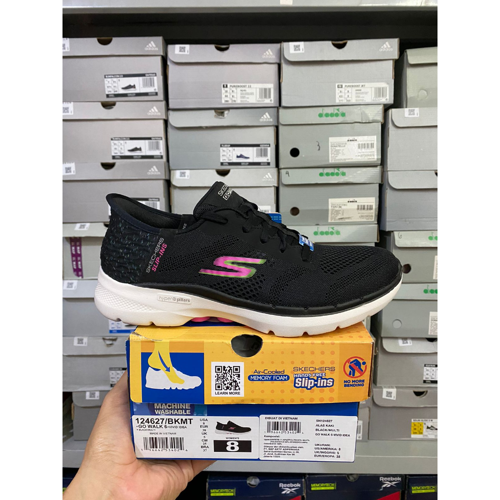 Jual Skechers Go Walk 6 - Vivid Idea Black/Multi 124627/BKMT Women's ...