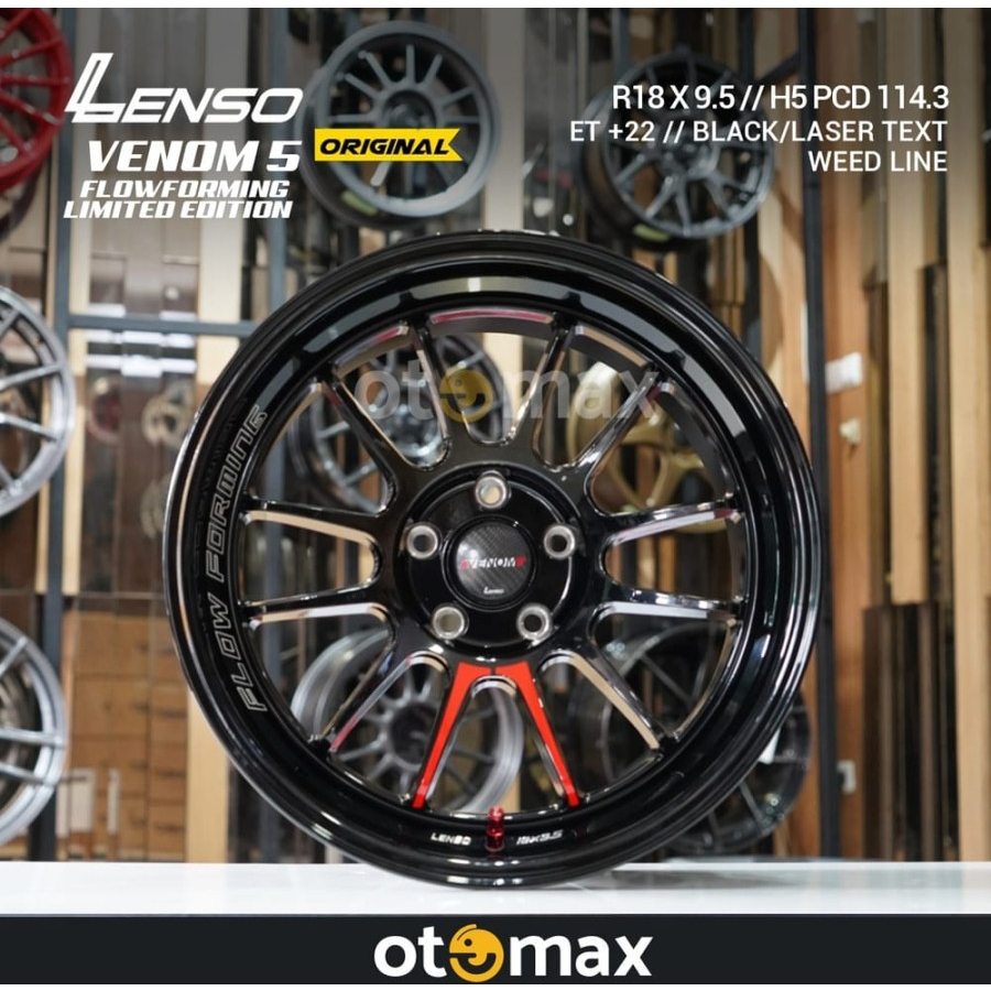 Jual Velg Mobil Lenso Venom 5 Original Ring 18 H5 Black Laser Text Weed Line | Shopee Indonesia