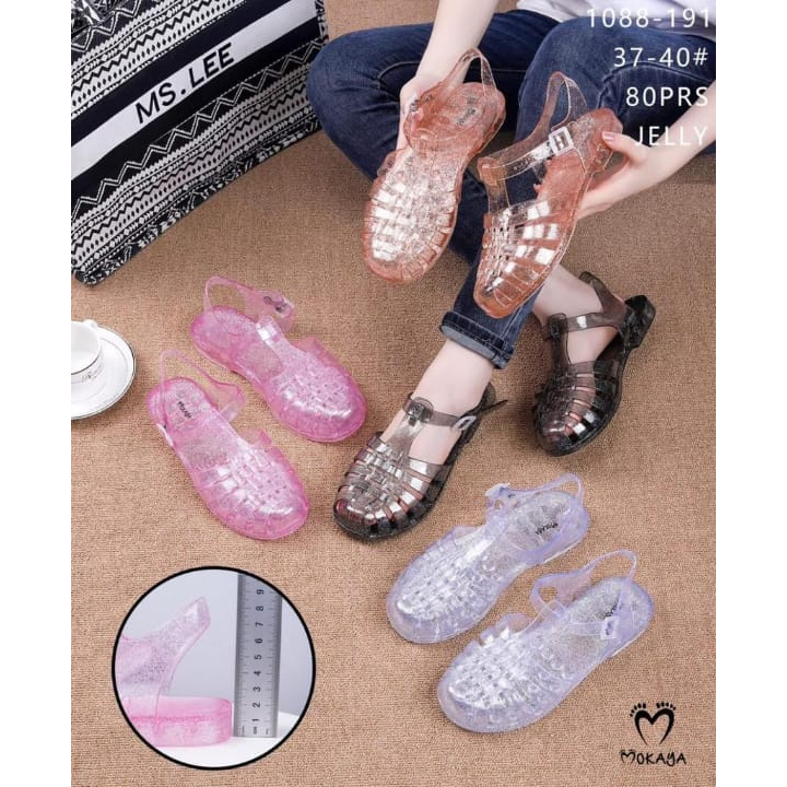 Jual Sepatu Sandal Jelly Kaca Jaring Sendal Tali Kaca Transparan ...