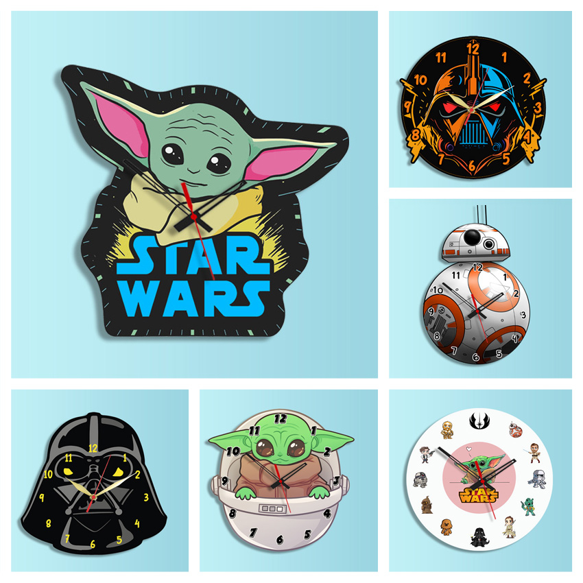 Jual Jam Dinding Star Wars Satrwars karakter Yoda Skywalker BB8 trooper ...