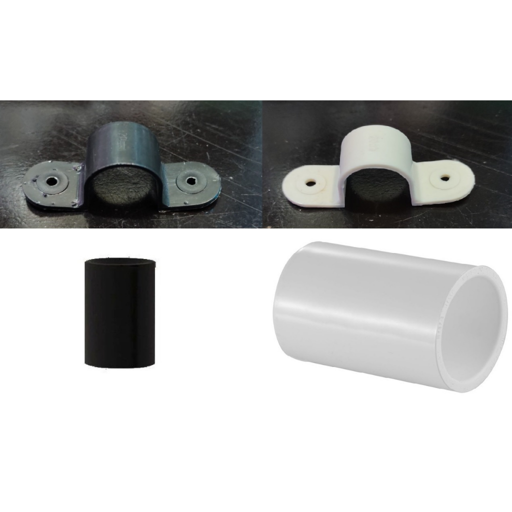 Jual Sok Sock / Klem Clamp Conduit pipa 20mm 20 mm putih hitam satuan ...