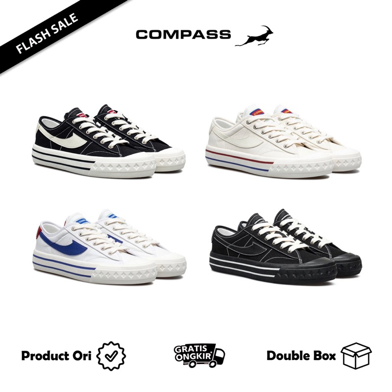 Jual [ORIGINAL] Compass Retrograde Low Black White / White Blue / Cream ...