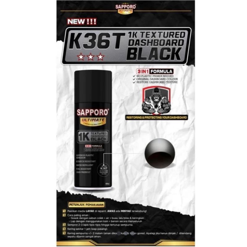 Jual SAPPORO ULTIMATE K36T 1K DASBOARD BLACK CAT SEMPROT AEROSOL | Shopee Indonesia
