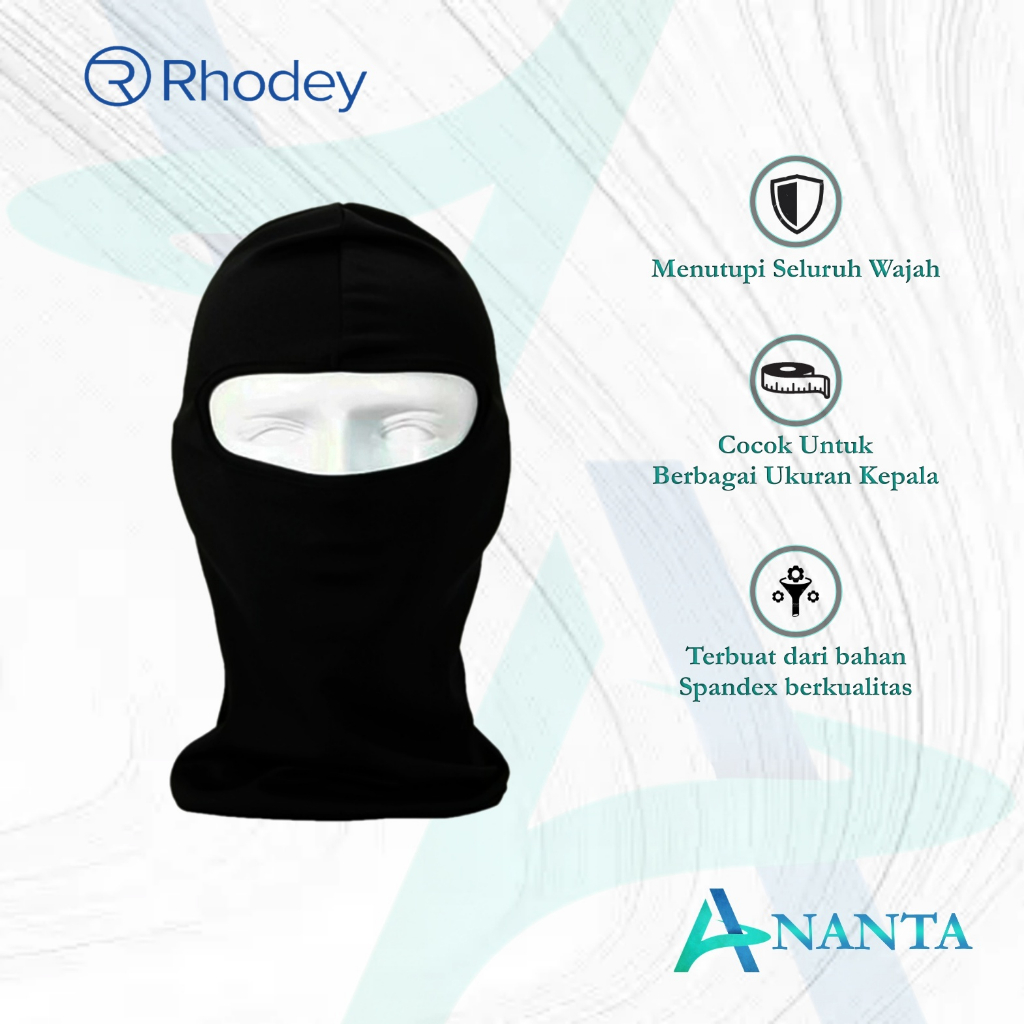 Jual Rhodey Full Face Spandex Masker Motor / Balaclava - Black / Masker ...