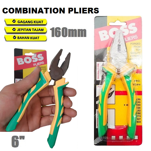 Jual Tang Kombinasi 6" / Tang Jepit Kombinasi 6 inch Baja Merk BOSS ...