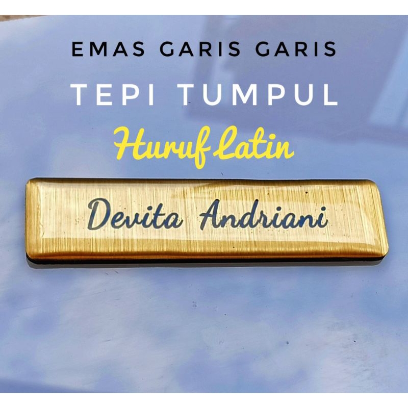 Jual Name Tag Warna Emas Garis Garis / Badge Name / Papan Nama Dada ...