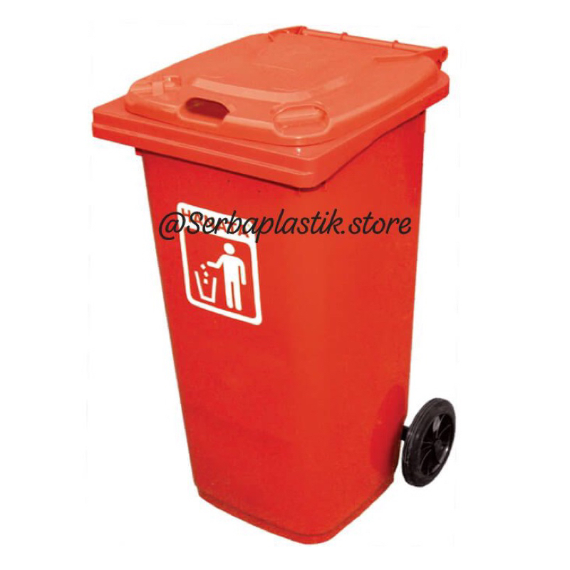 Jual tempat sampah plastik 120ltr / tong sampah jumbo segi / tempat sampah roda besar tutup ...
