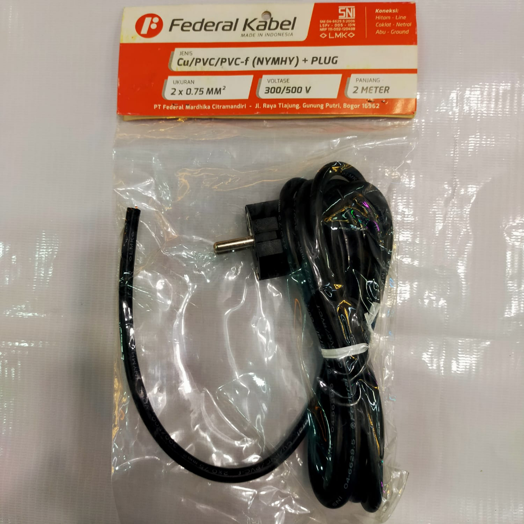Jual Kabel Power Kabel Buntung Federal 2Meter 2x0,75mm SNI Kualitas ...