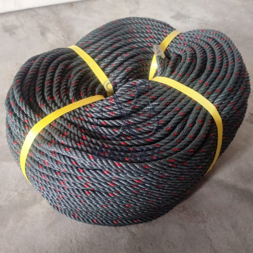 Jual Tali Tambang PPD Hitam 8mm Bintik Merah PER ROLL 220m | Shopee ...
