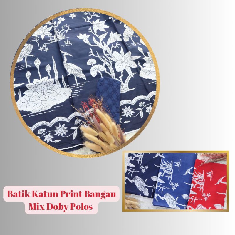 Jual UREE FASHION BATIK KATUN PRINT MOTIF BURUNG BANGAU MIX DOBBY POLOS ...