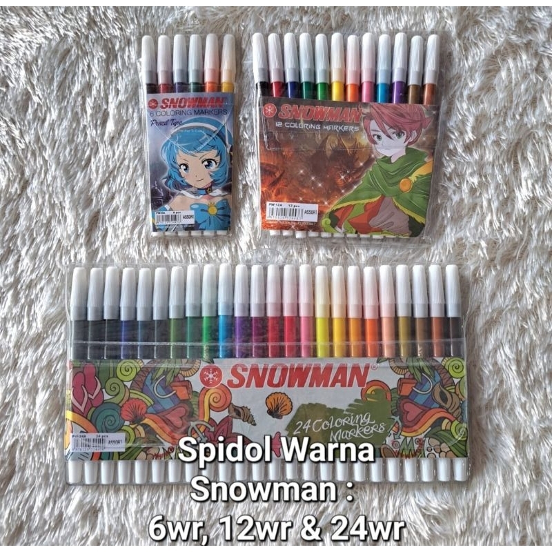 Jual Spidol/Sepidol Snowman 6warna/12warna/24warna | Shopee Indonesia