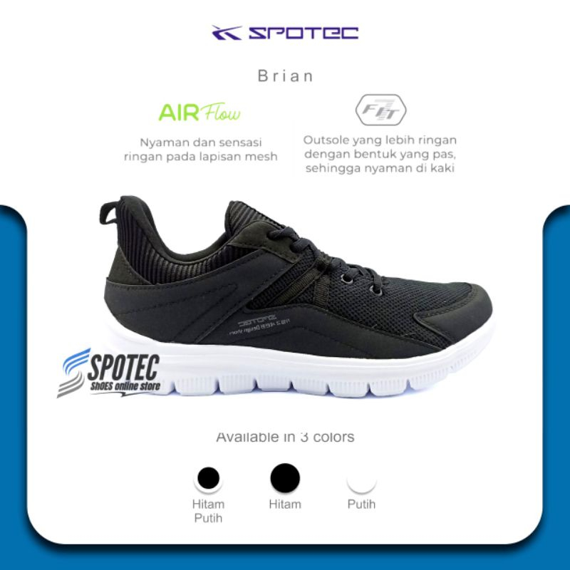 Jual SPOTEC Sepatu STUDENT Artikel BRIAN hitam-putih | Original Spotec ...