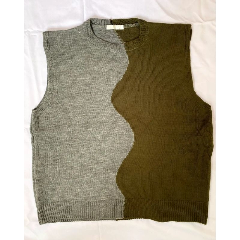 Jual Vest Rajut Motif Rework Warna Abu" Hijau by Believe | Shopee Indonesia